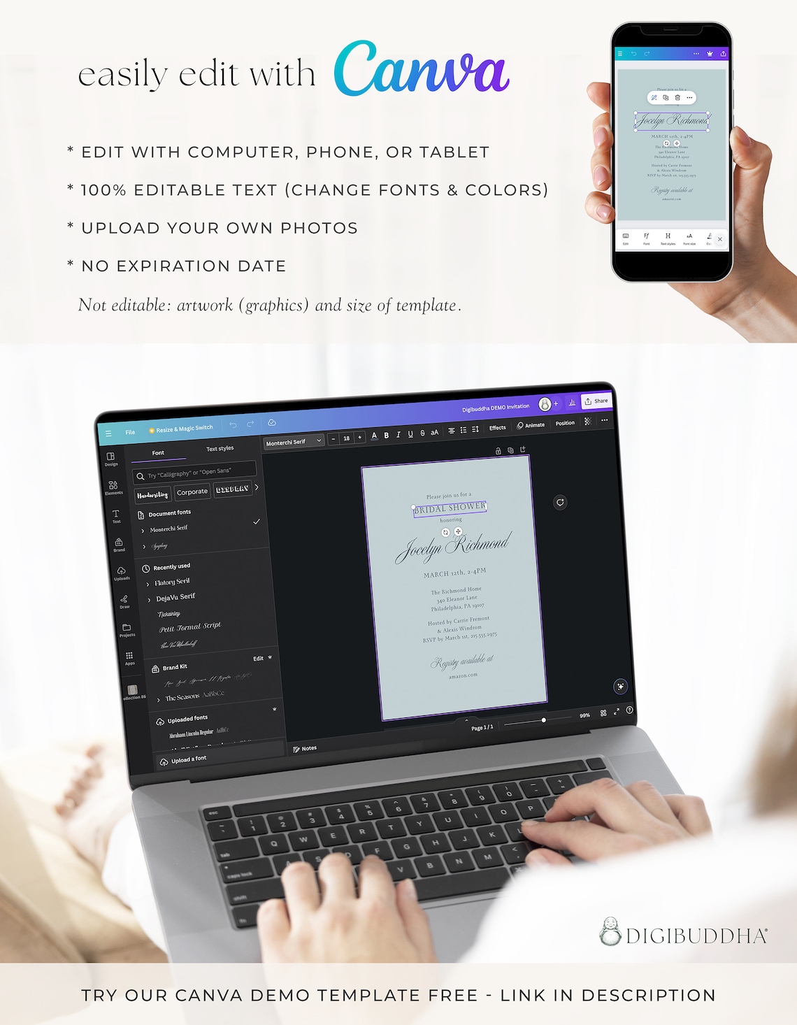 Wildflower Graduation Party Invitation Template, Boho Grad Party, DIY ...