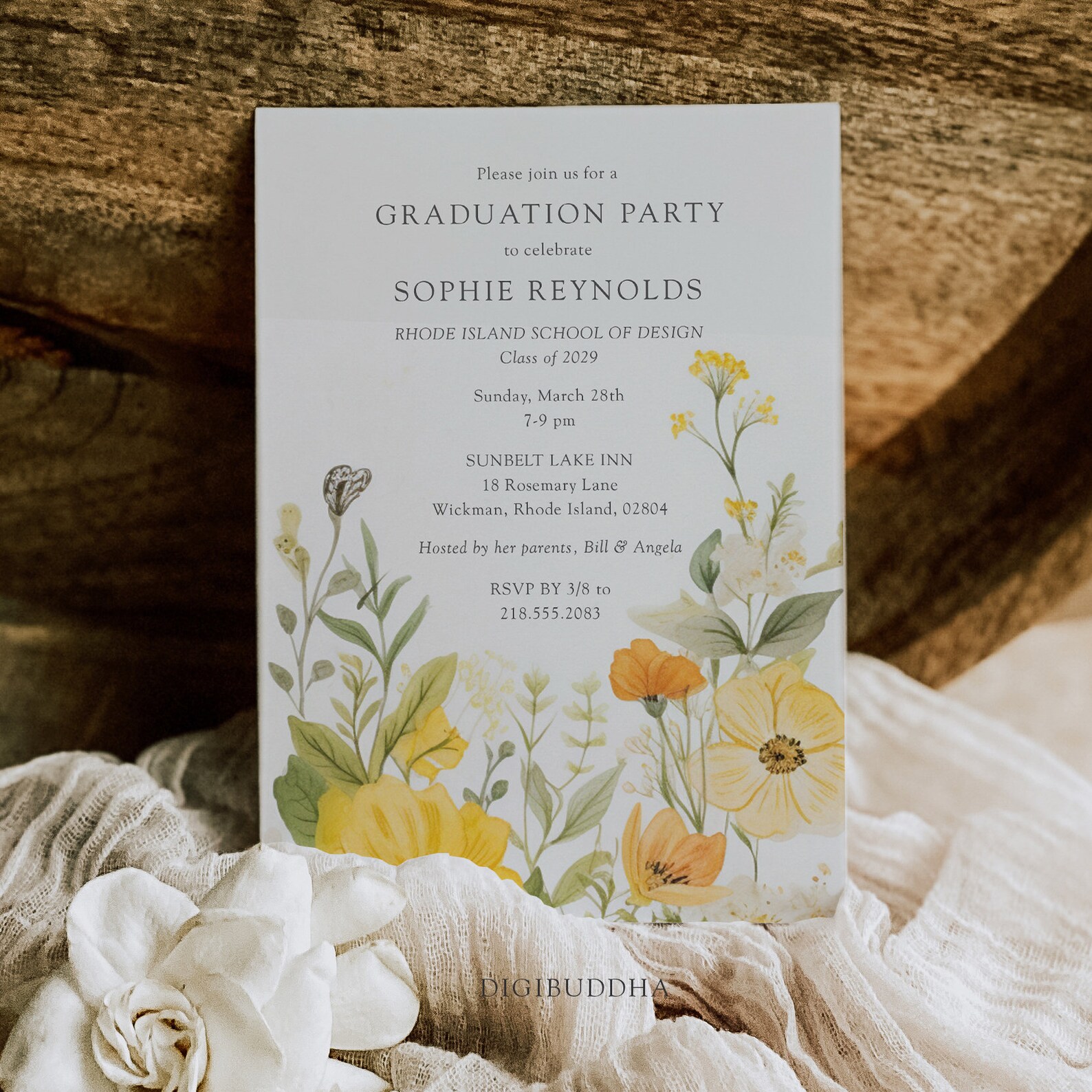 Floral Graduation Party Invitation, Wildflower Graduation Announcement ...