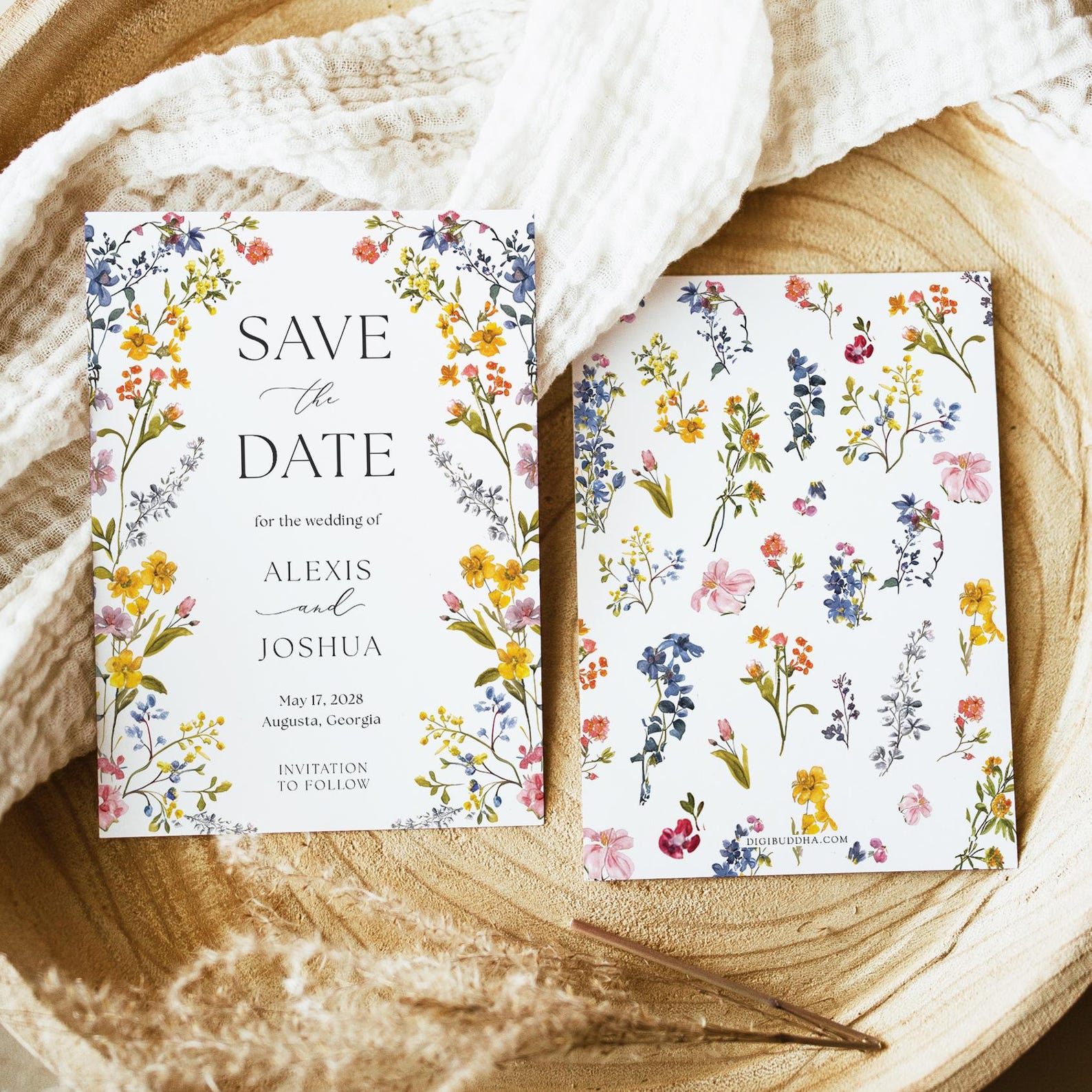 Garden Wedding Save the Date, Pressed Flower Wedding Save the Date ...