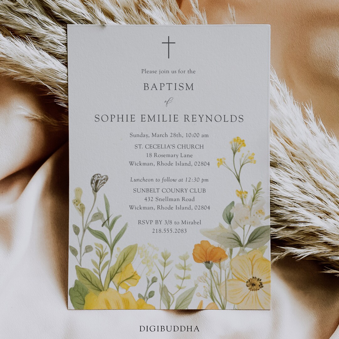 Baptism Invitation Template, Instant Download, Printable Baptism Invite ...