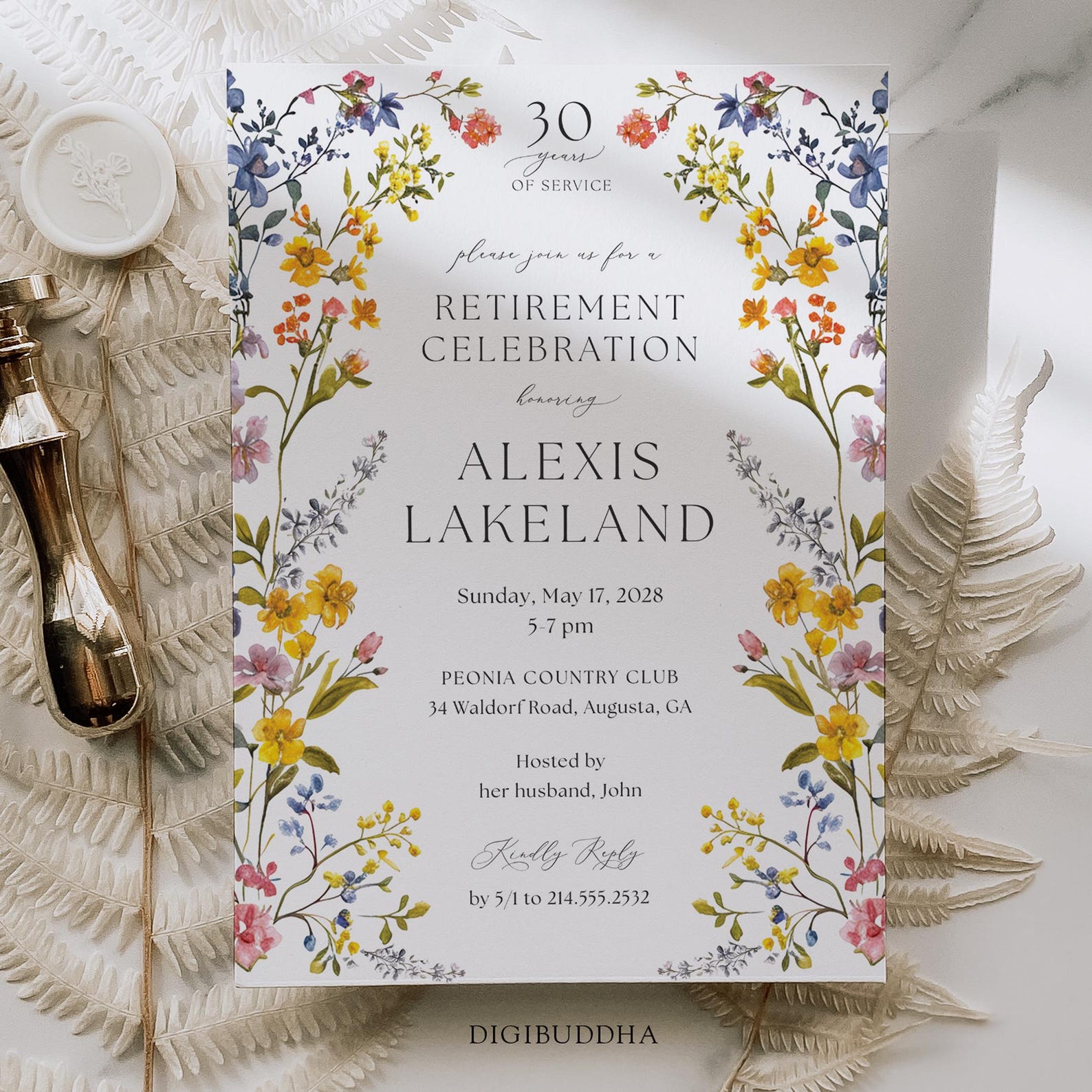 Retirement Invitation for Women, Floral Retirement Party Invitation for ...