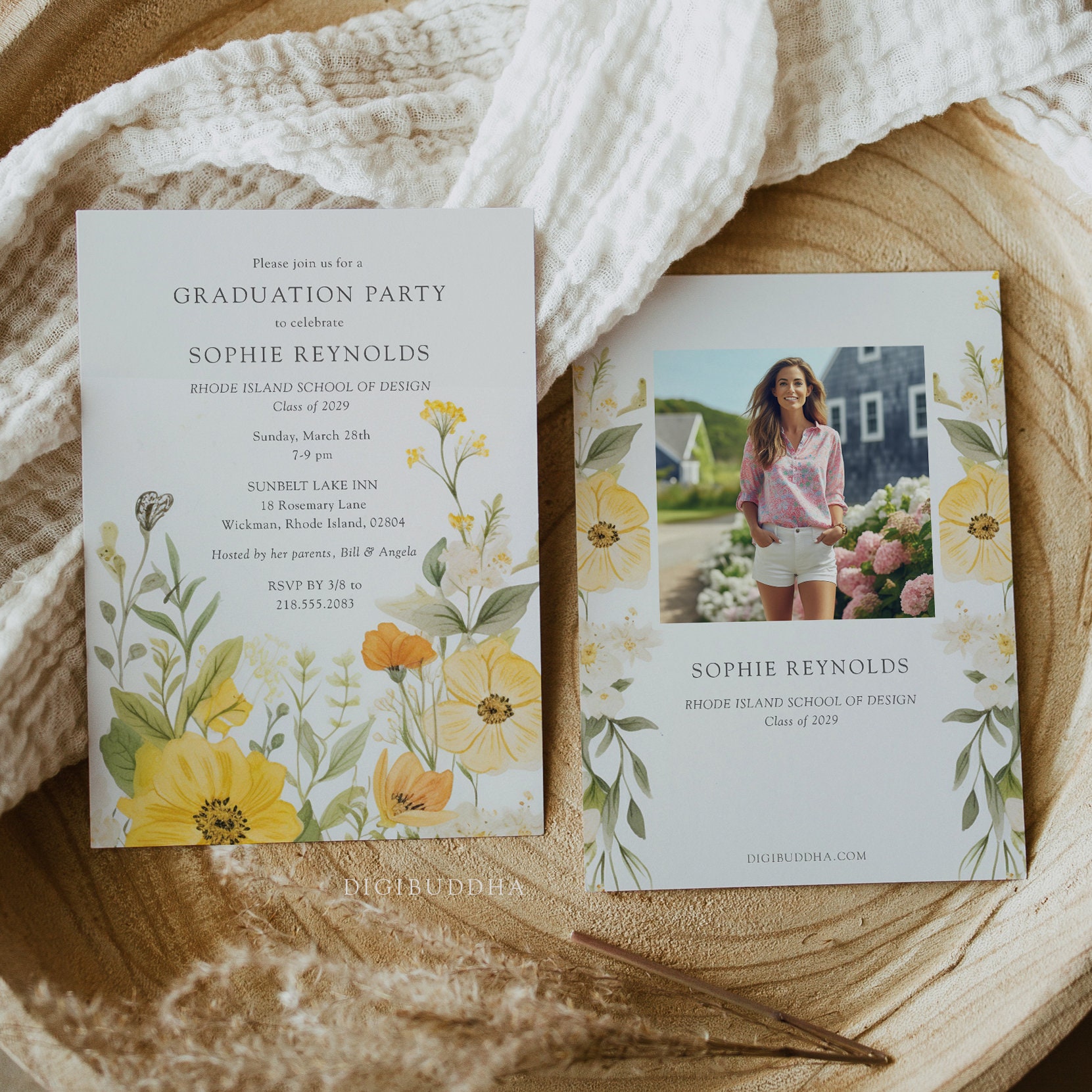 Floral Graduation Party Invitation, Wildflower Graduation Announcement ...