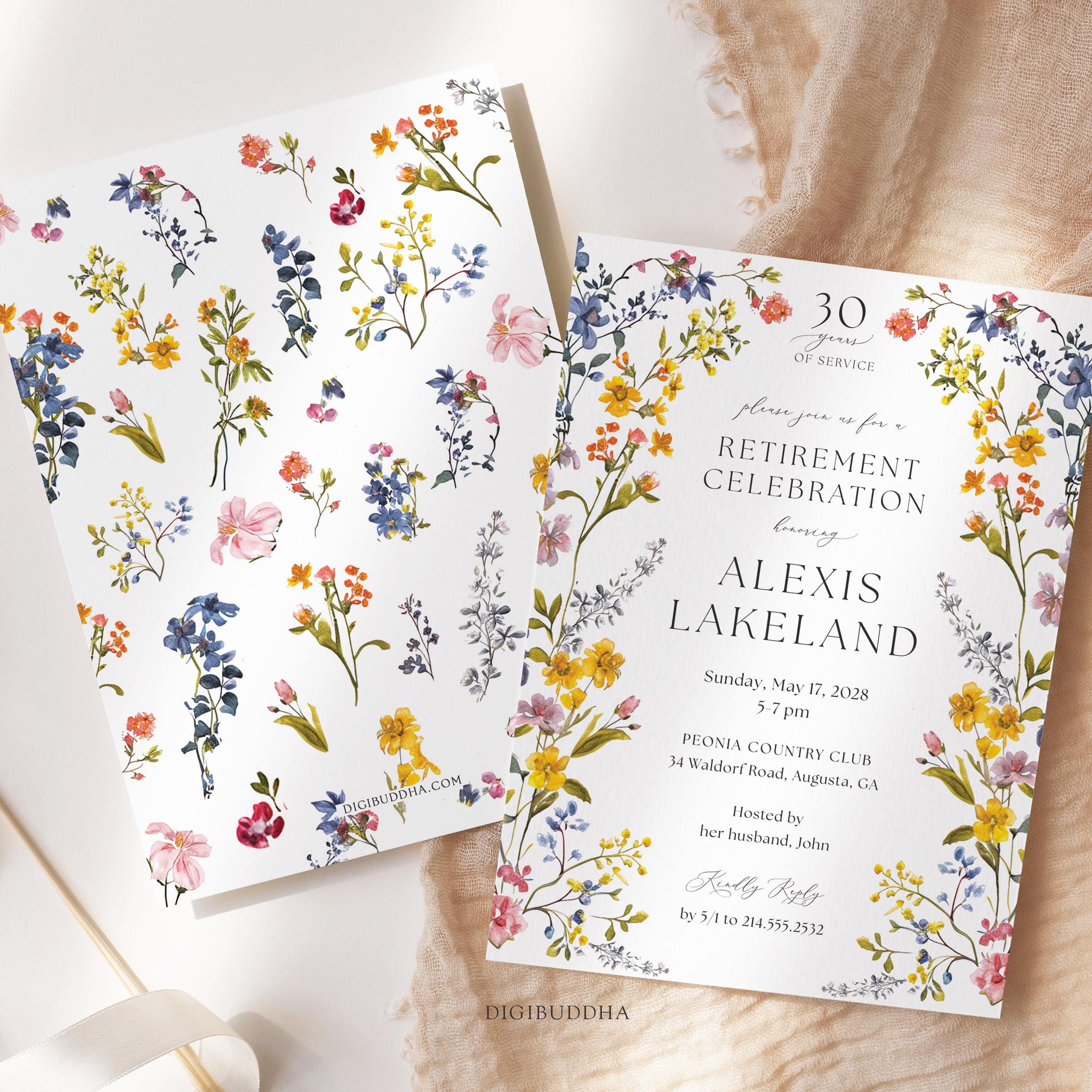 Retirement Invitation for Women, Floral Retirement Party Invitation for ...