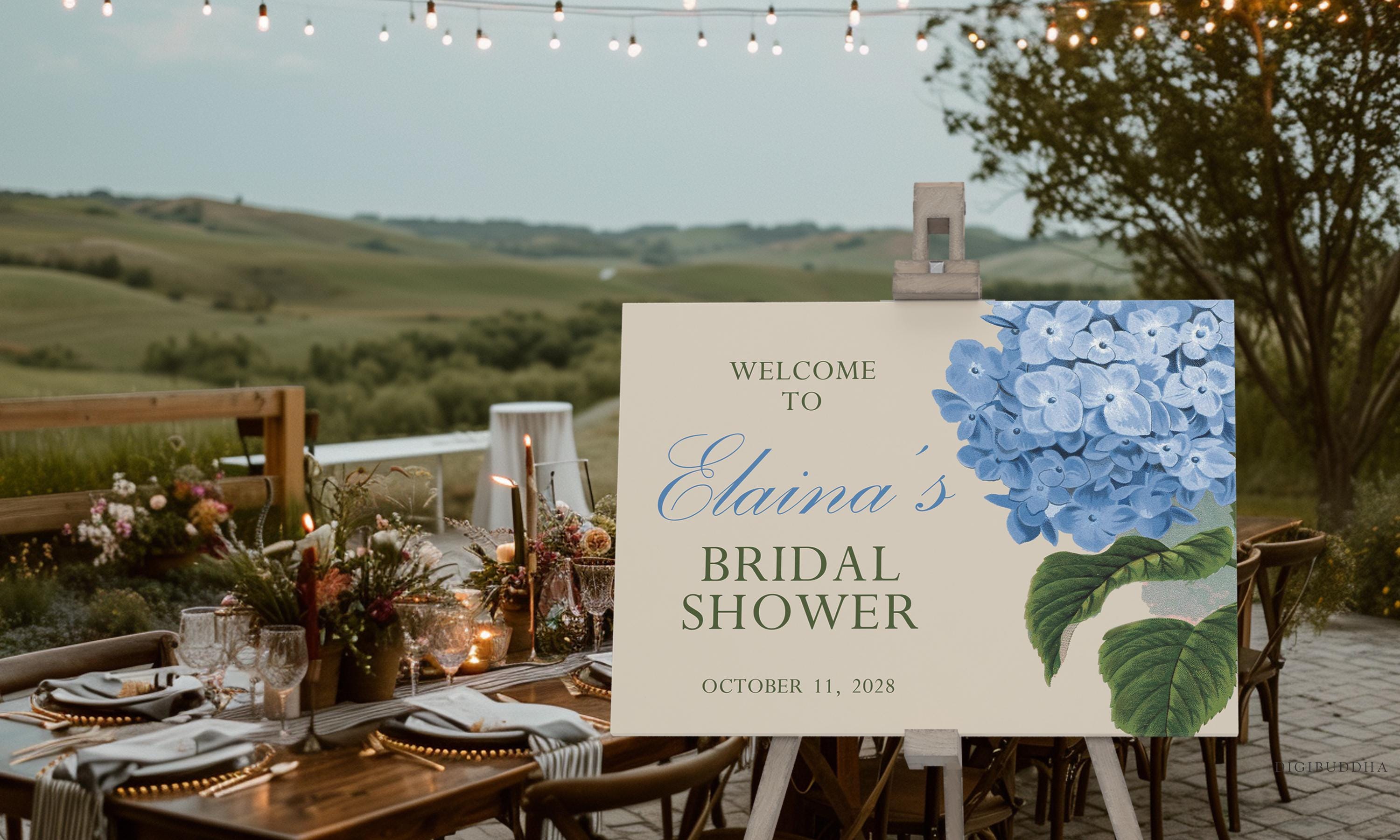 Blue Hydrangea Welcome Sign, Dusty Blue Flower Welcome Sign, Bridal ...