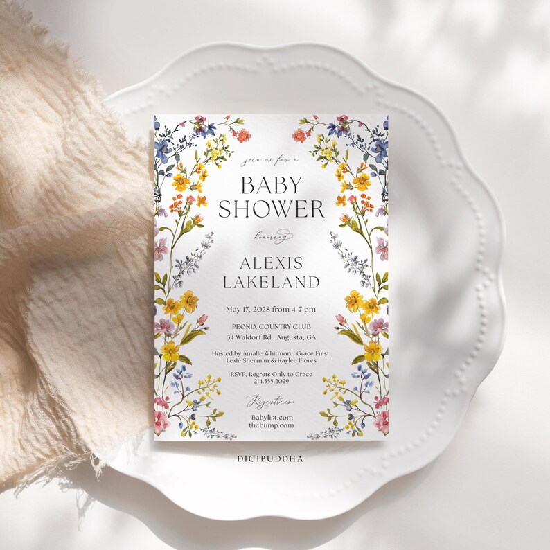 Secret Garden Baby Shower Invitation, Girl Baby Shower Invite, Floral ...