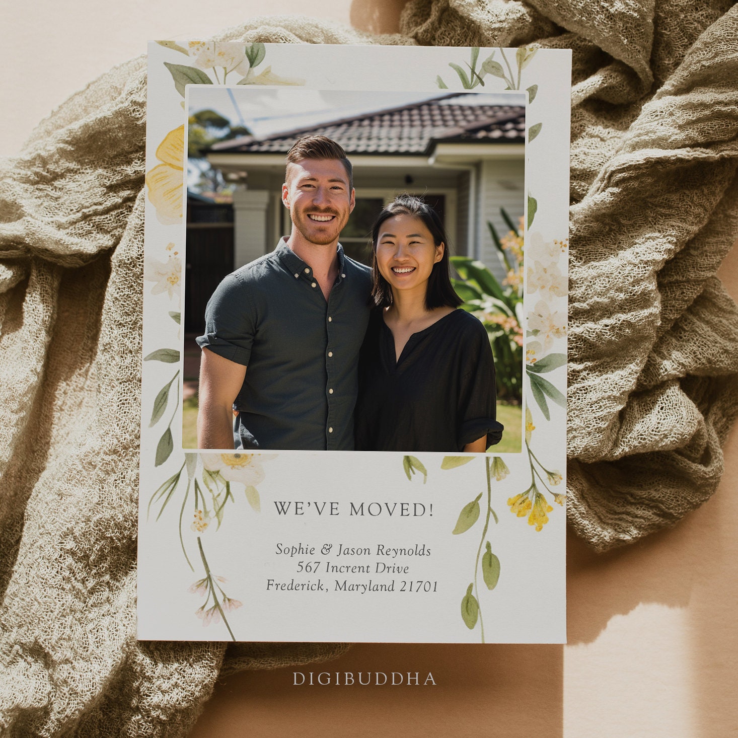 Editable We've Moved Spring Summer Flowers Moving Announcement Template ...