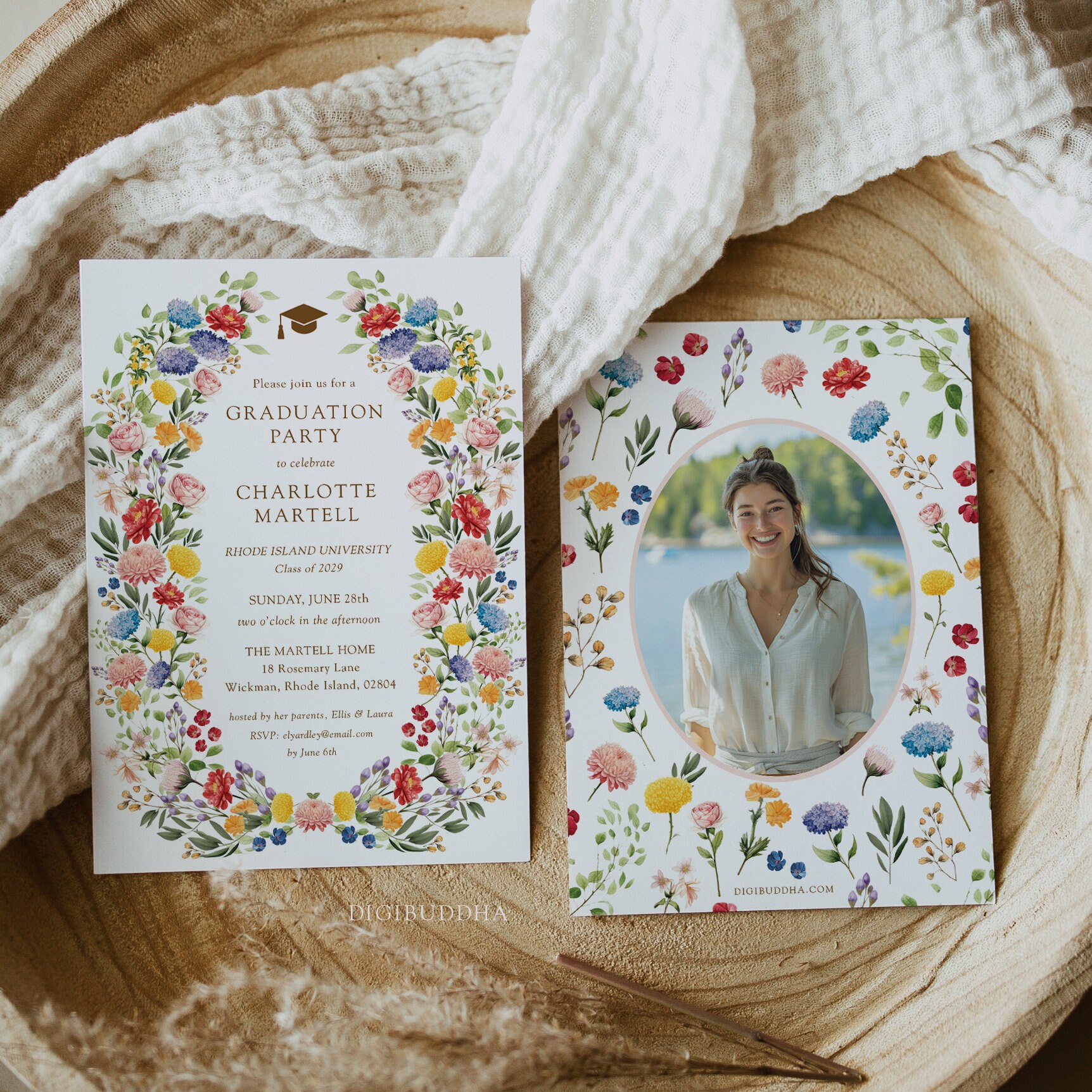 Boho Graduation Party Invitation Editable Floral Graduate Announcement ...