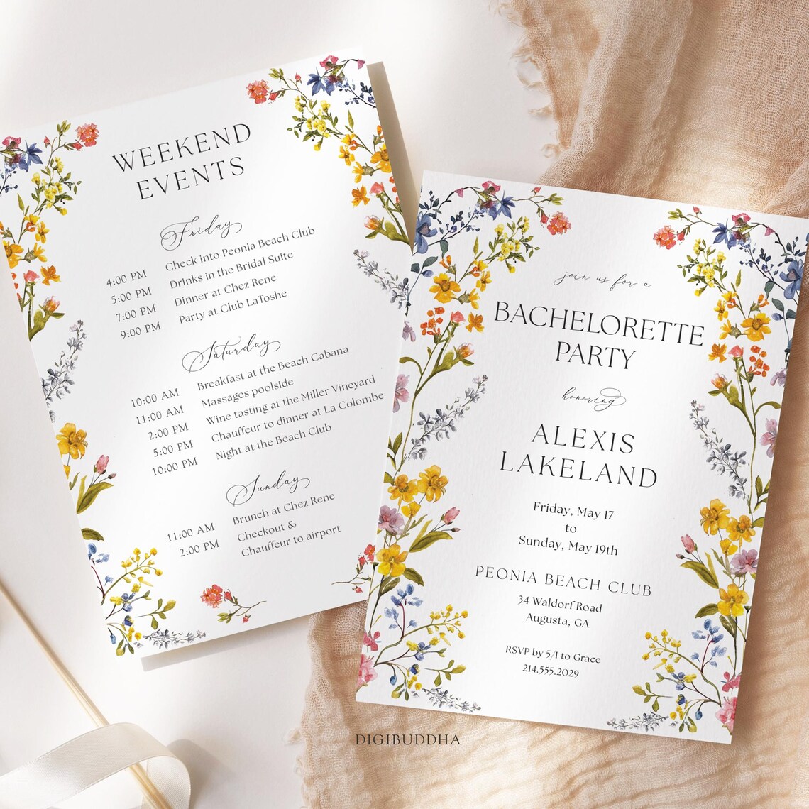 Printable Bachelorette Party Invitation and Itinerary With Schedule ...