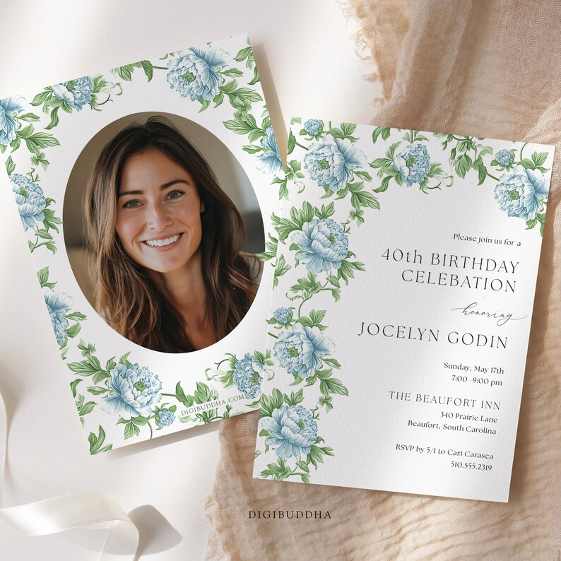 40th Birthday Invitation, Garden Party Invitation Template, Spring ...