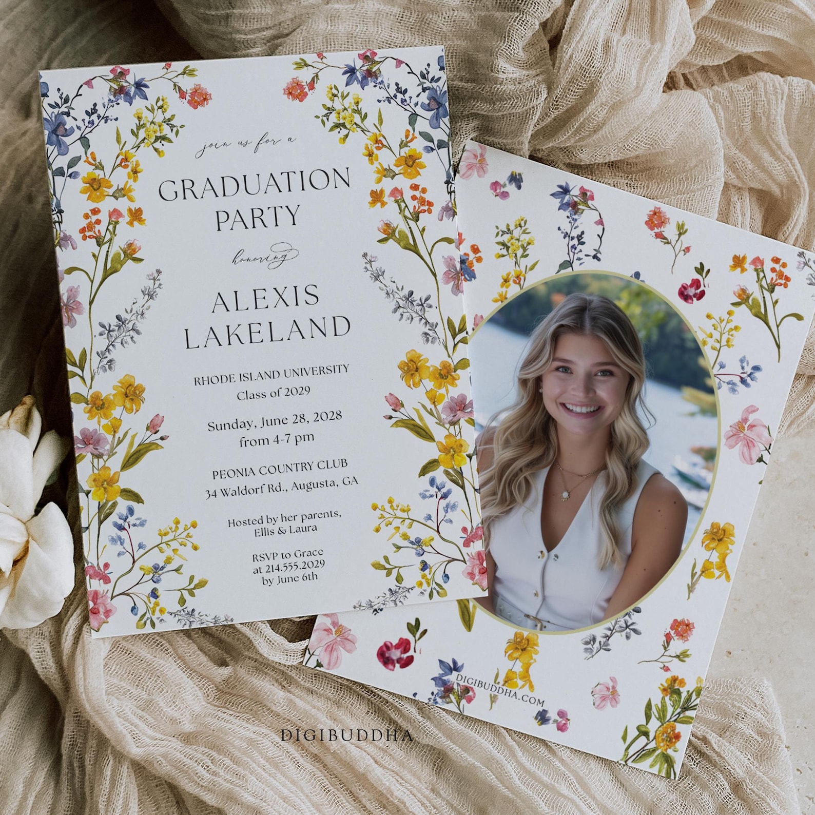 Boho Graduation Party Invitation Editable Floral Graduate Announcement ...