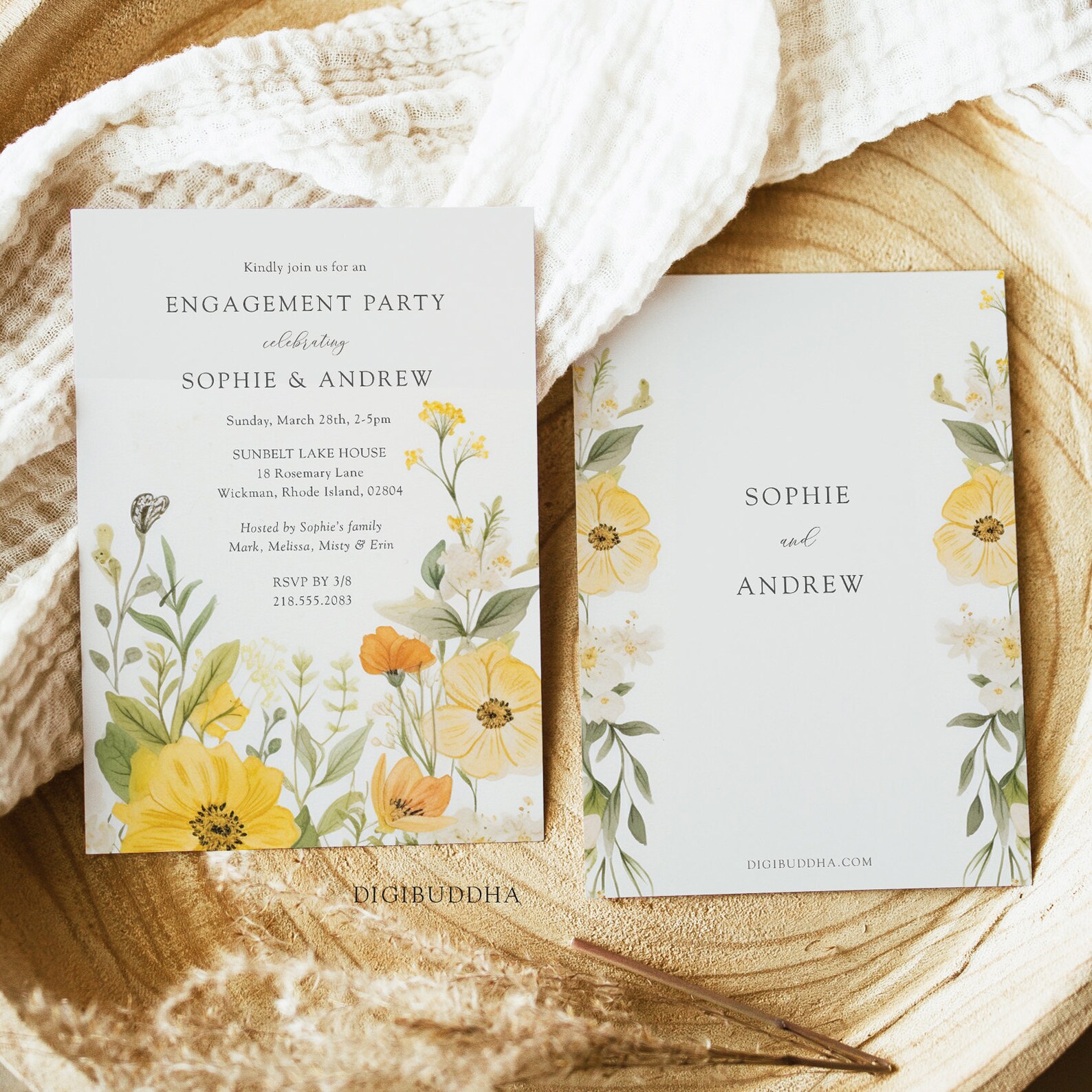 Wildflower Engagement Party Invitation Template, Printable Engagement ...