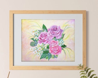 8x10 Original Floral Painting on Canvas Panel Board Flower Art | Etsy