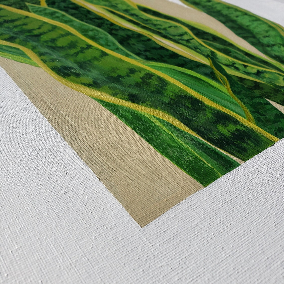 Original Snake Plant Painting, Acrylic on Canvas, Minimalist Art - Etsy