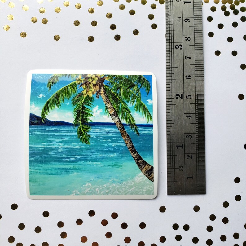 Palm Tree Beach Sticker Tropical Beach Stickers Vinyl Decals - Etsy