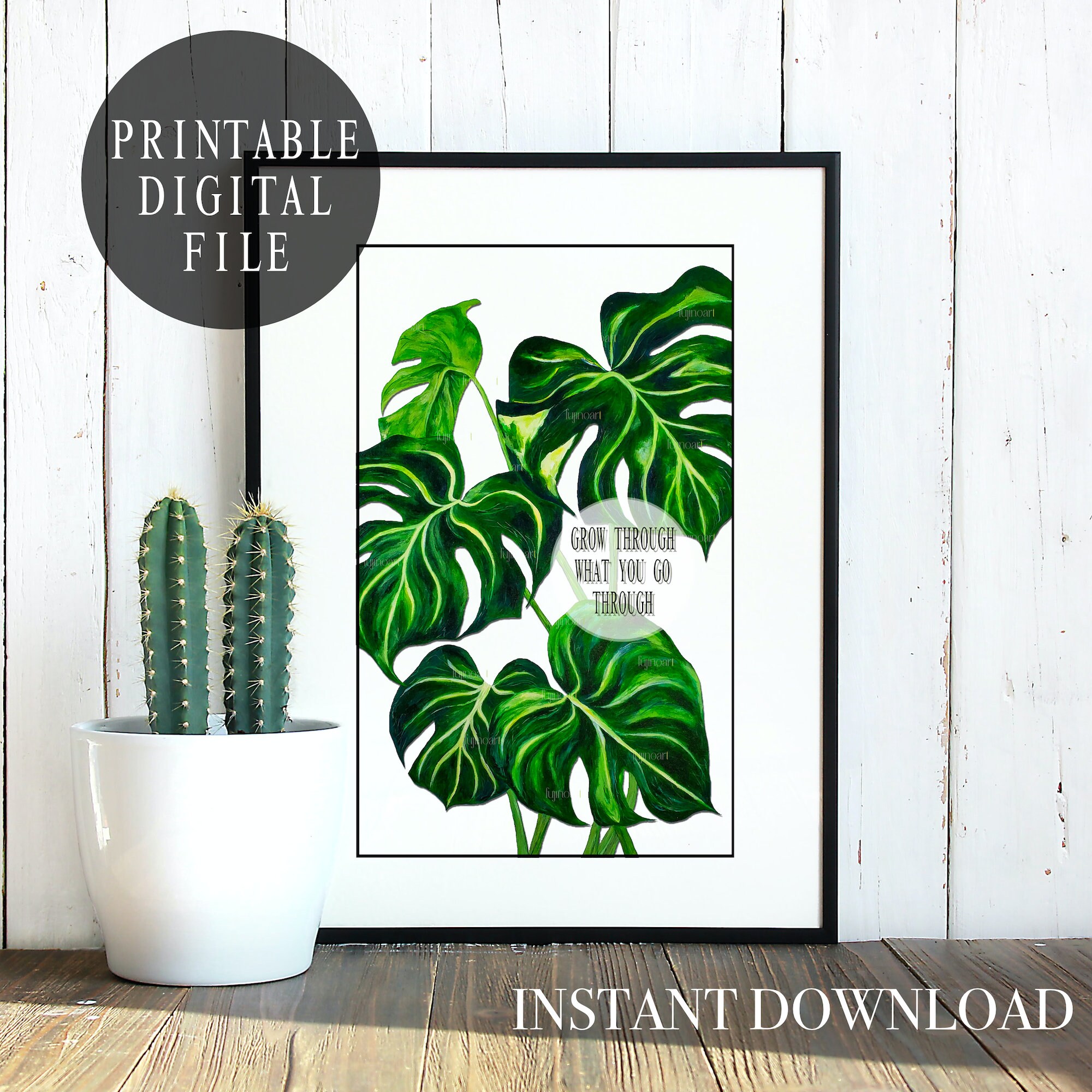 Monstera Quote Instant Download Monstera Painting Printable - Etsy