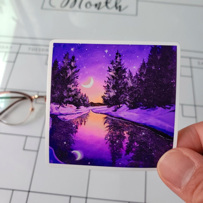 Moon Light Sticker, Aesthetic Stickers, Purple Stickers, Moon Art ...