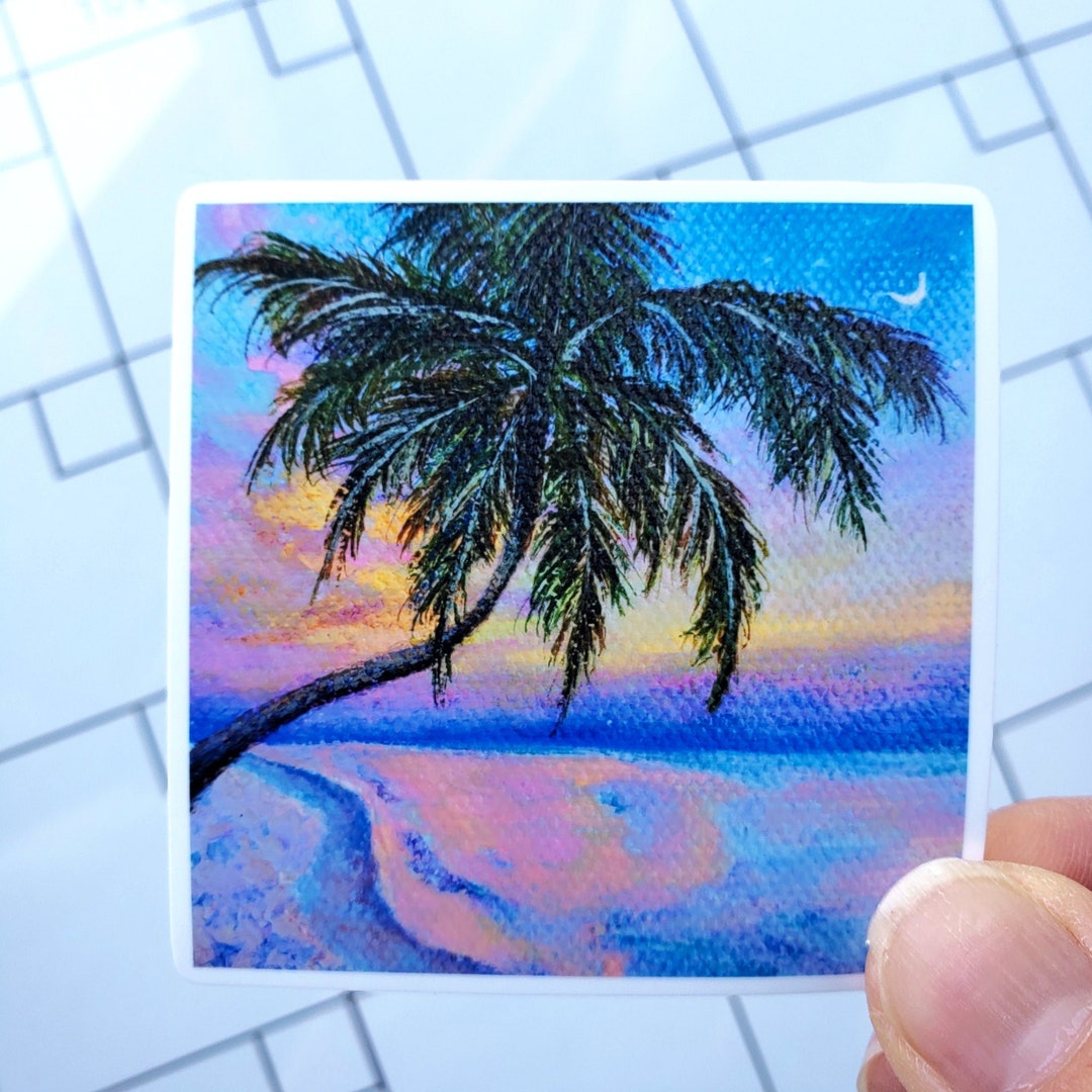Palm Tree Sticker, Aesthetic Stickers, Sunset Stickers, Palm Tree Vinyl ...