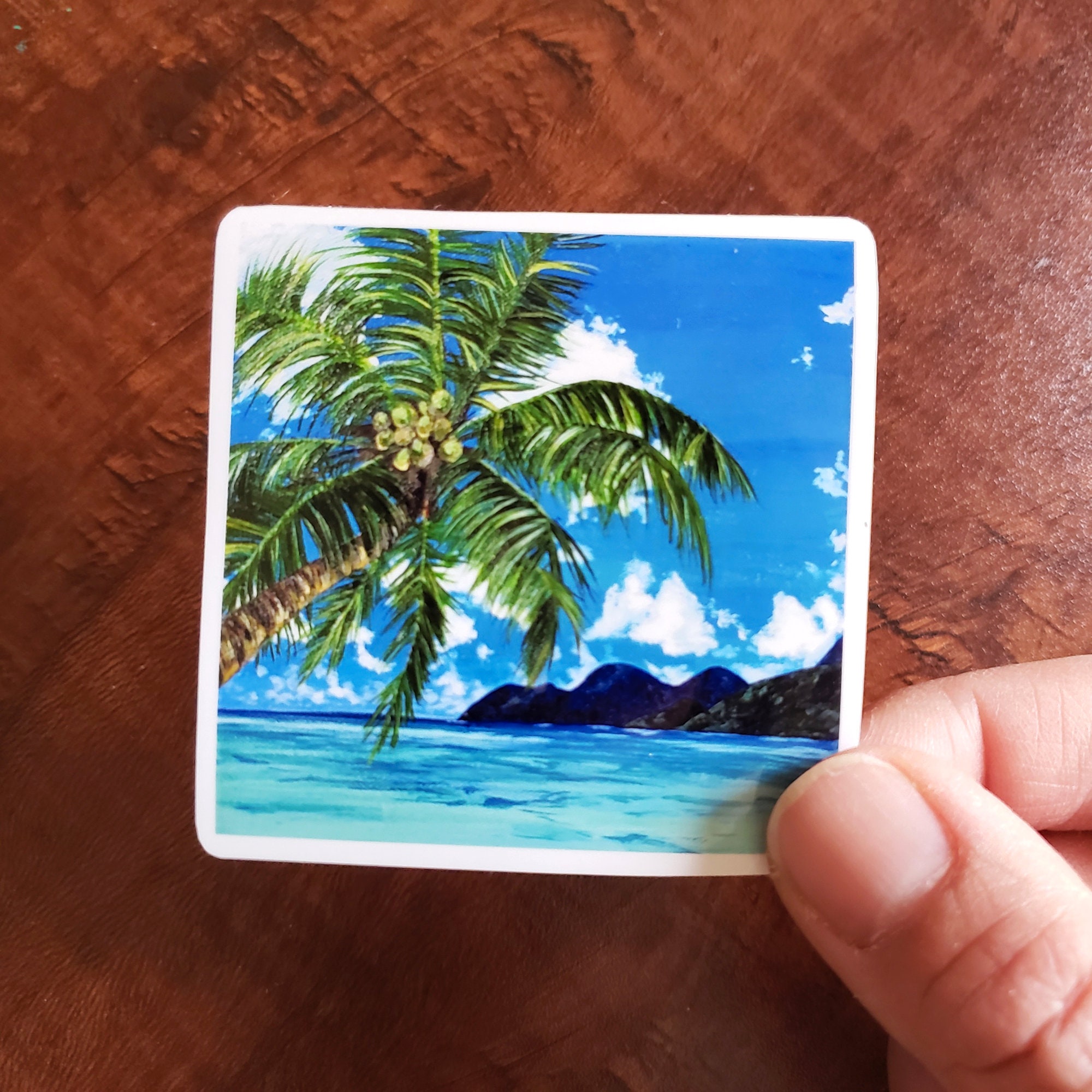 Palm Tree Beach Sticker Tropical Beach Stickers Vinyl Decals for Water ...