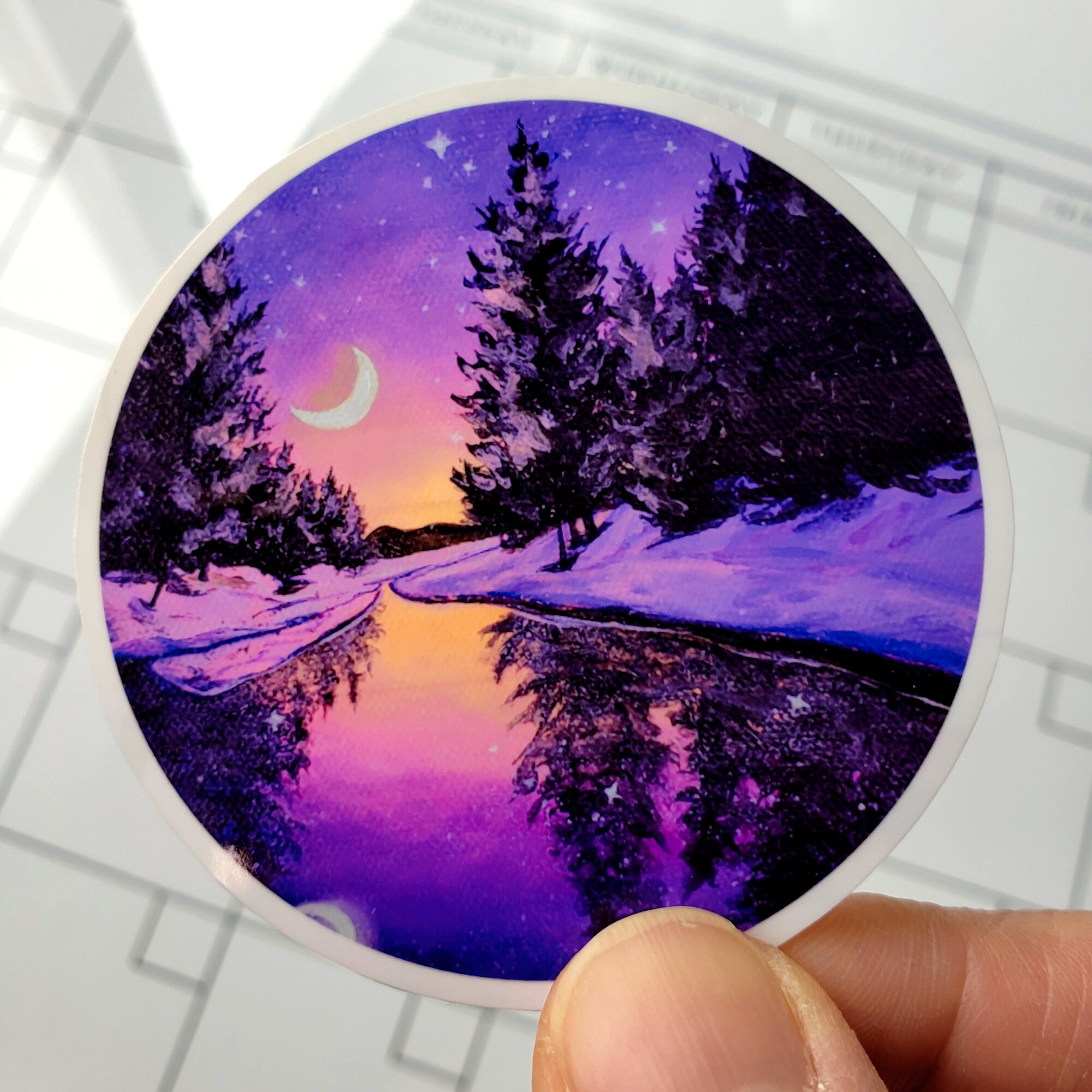 Moon Light Sticker, Aesthetic Stickers, Purple Stickers, Moon Art ...