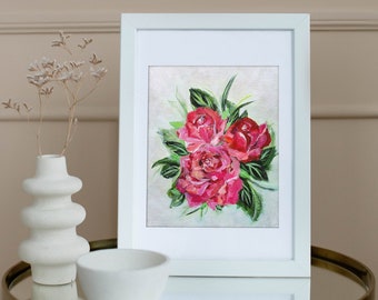 8x10 Original Floral Painting on Canvas Panel Board Flower Art | Etsy