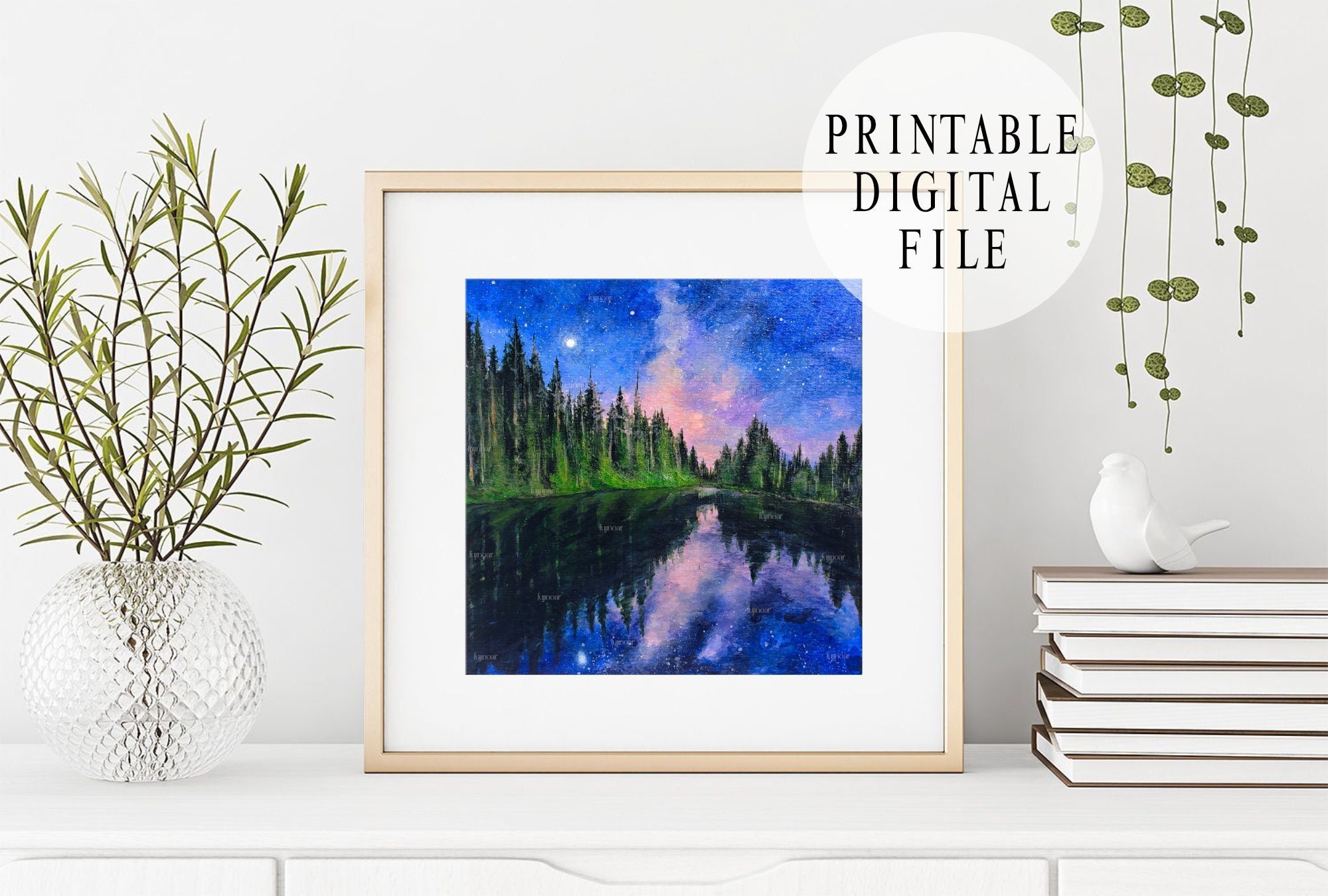 Printable Moonlight Painting Instant Download Aesthetic - Etsy