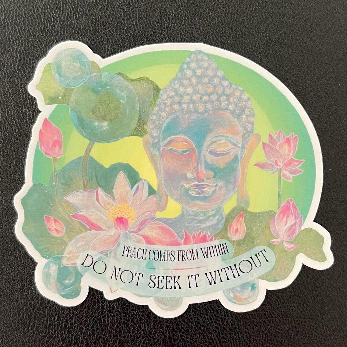Buddha Lotus Peace Quote Sticker, Zen Vinyl Decal - Etsy