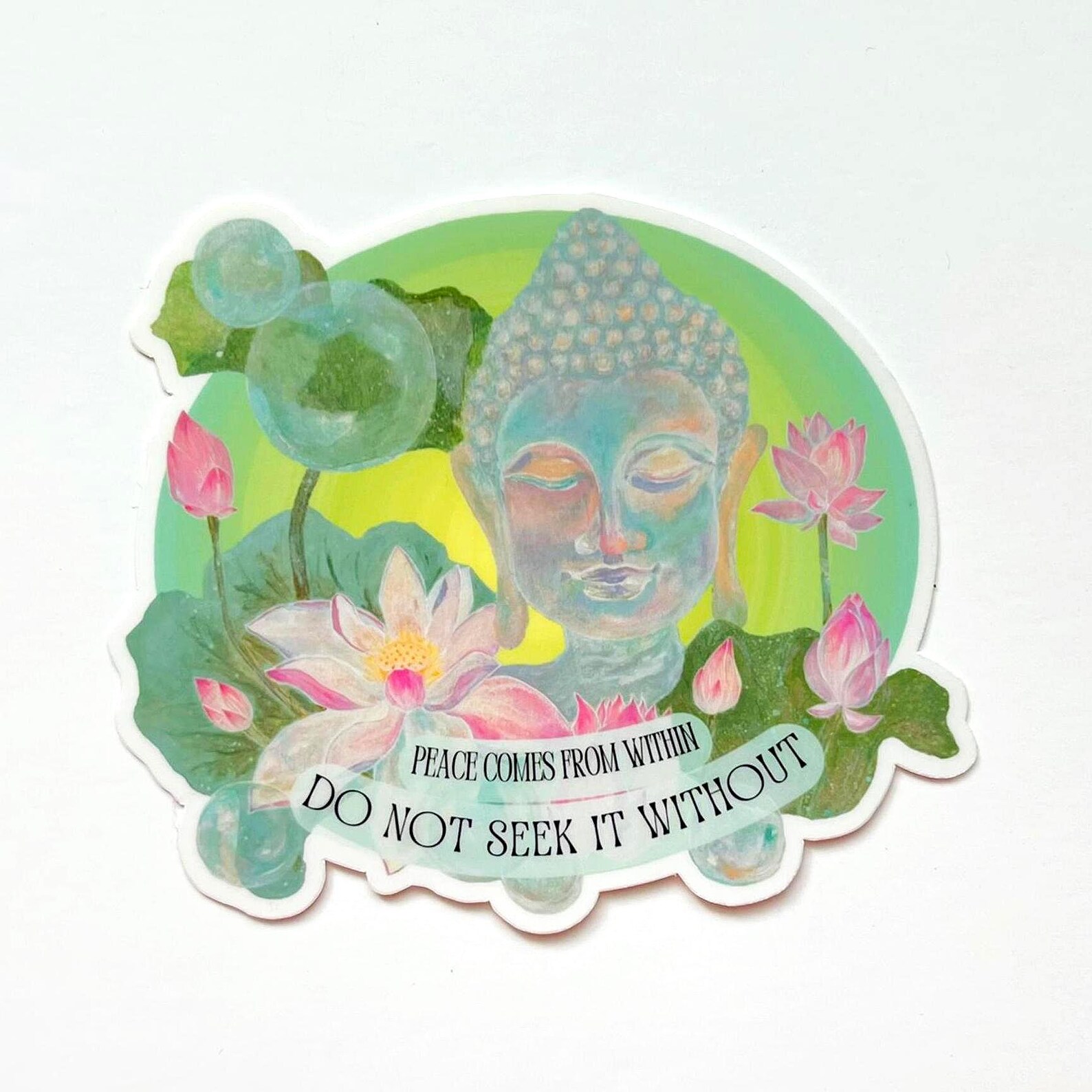 Buddha Lotus Peace Quote Sticker, Zen Vinyl Decal - Etsy