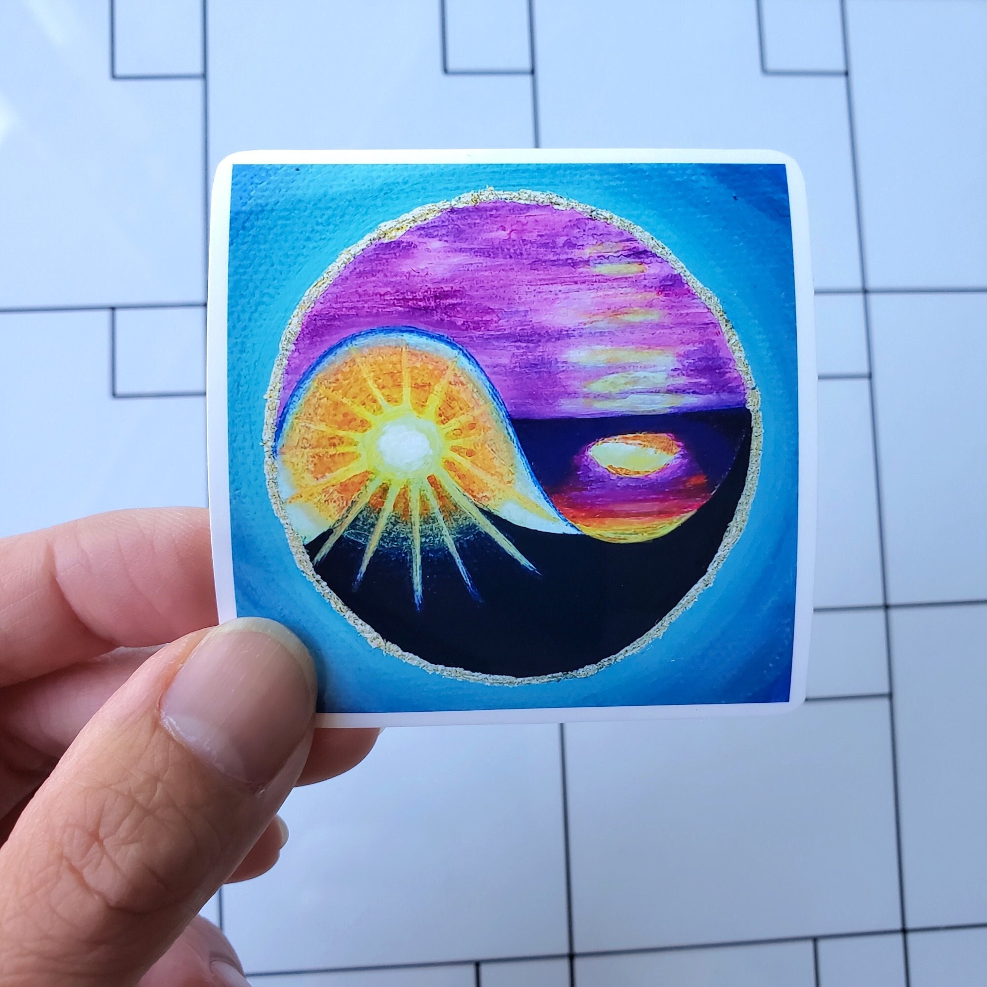 Yin Yang Sticker Yin and Yang Vinyl Decals Yinyang Art Sunrise Sticker ...