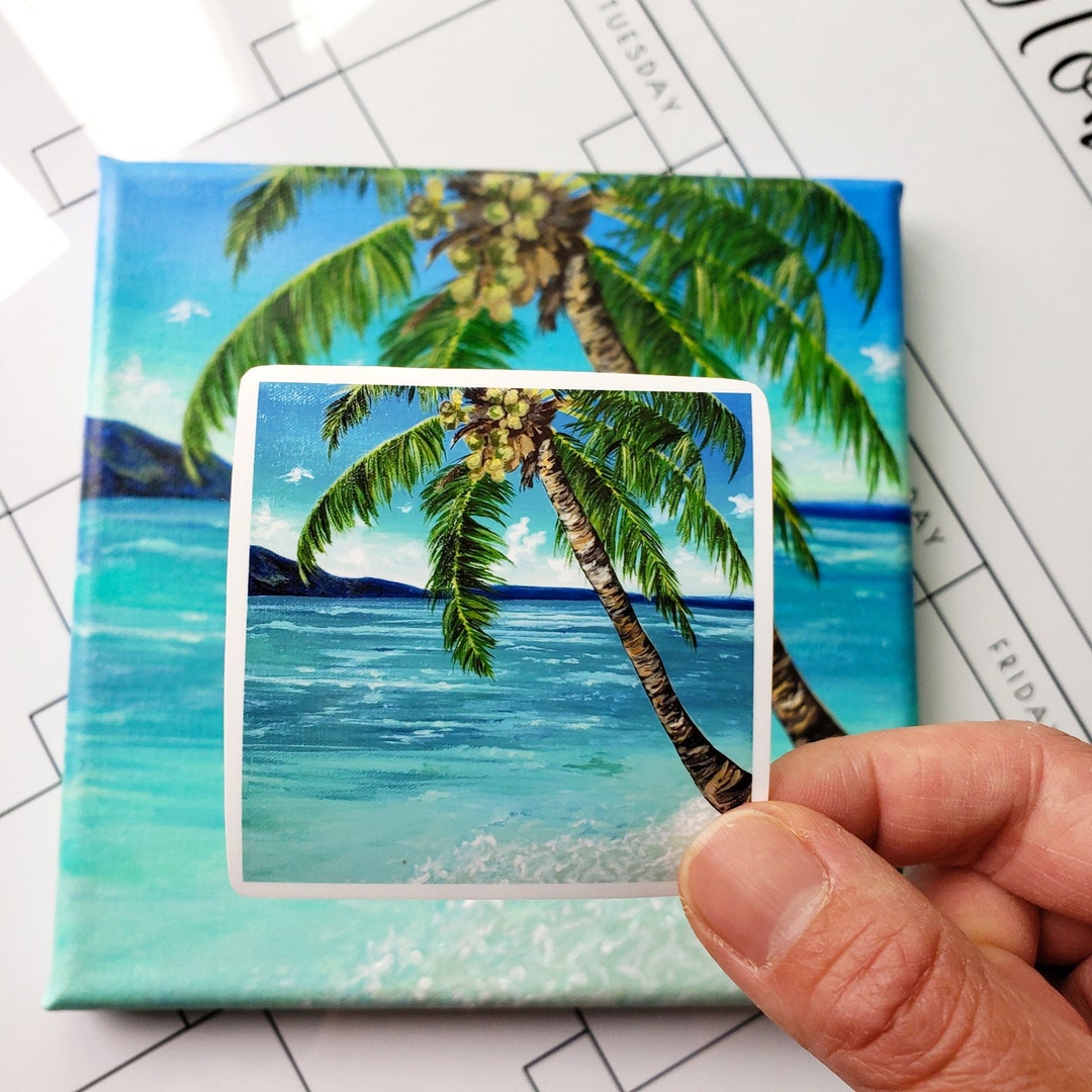 Palm Tree Beach Sticker Tropical Beach Stickers Vinyl Decals - Etsy