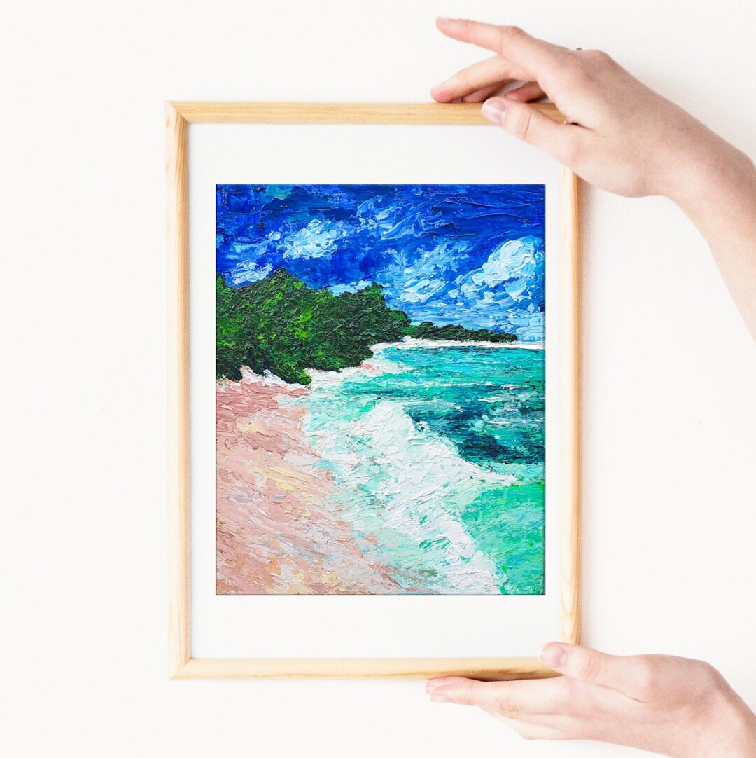 Original 8x10 Beach Painting on Canvas Panel Board Tropical Seascape ...