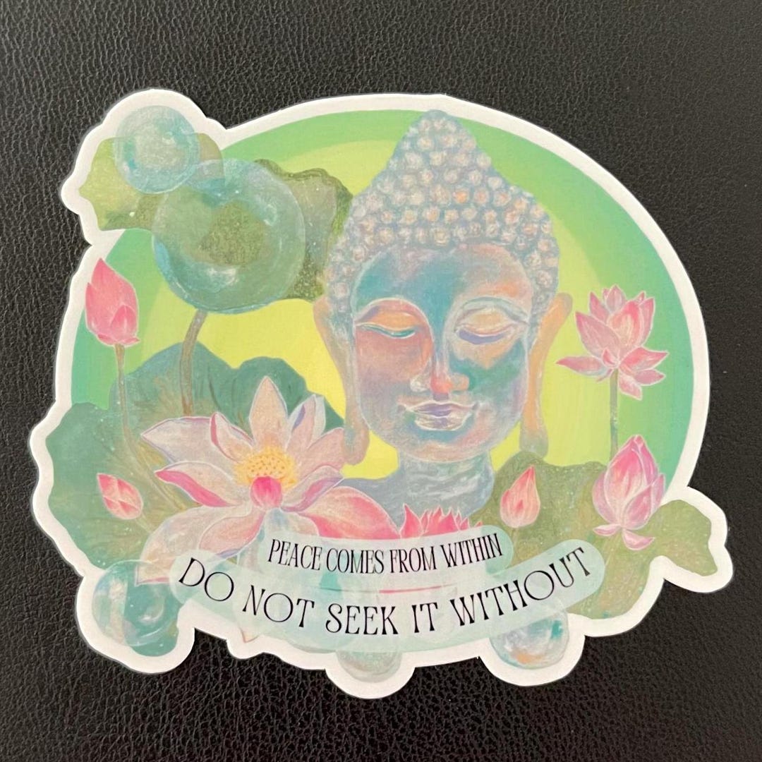 Buddha Sticker, Weatherproof Sticker, Lotus Sticker, Vinyl Sticker, Zen ...