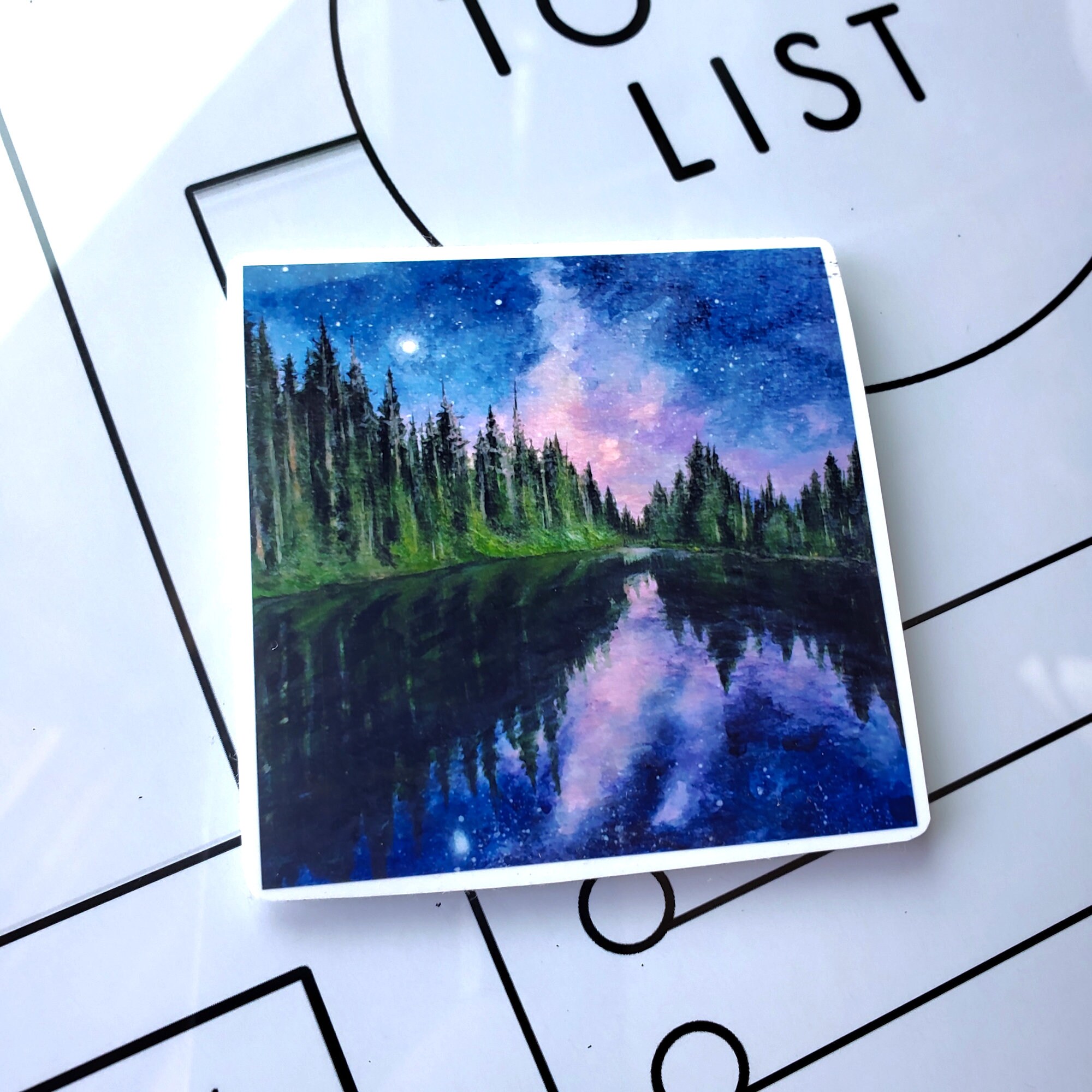 Moon Light Sticker Aesthetic Stickers Night Lake Sticker - Etsy