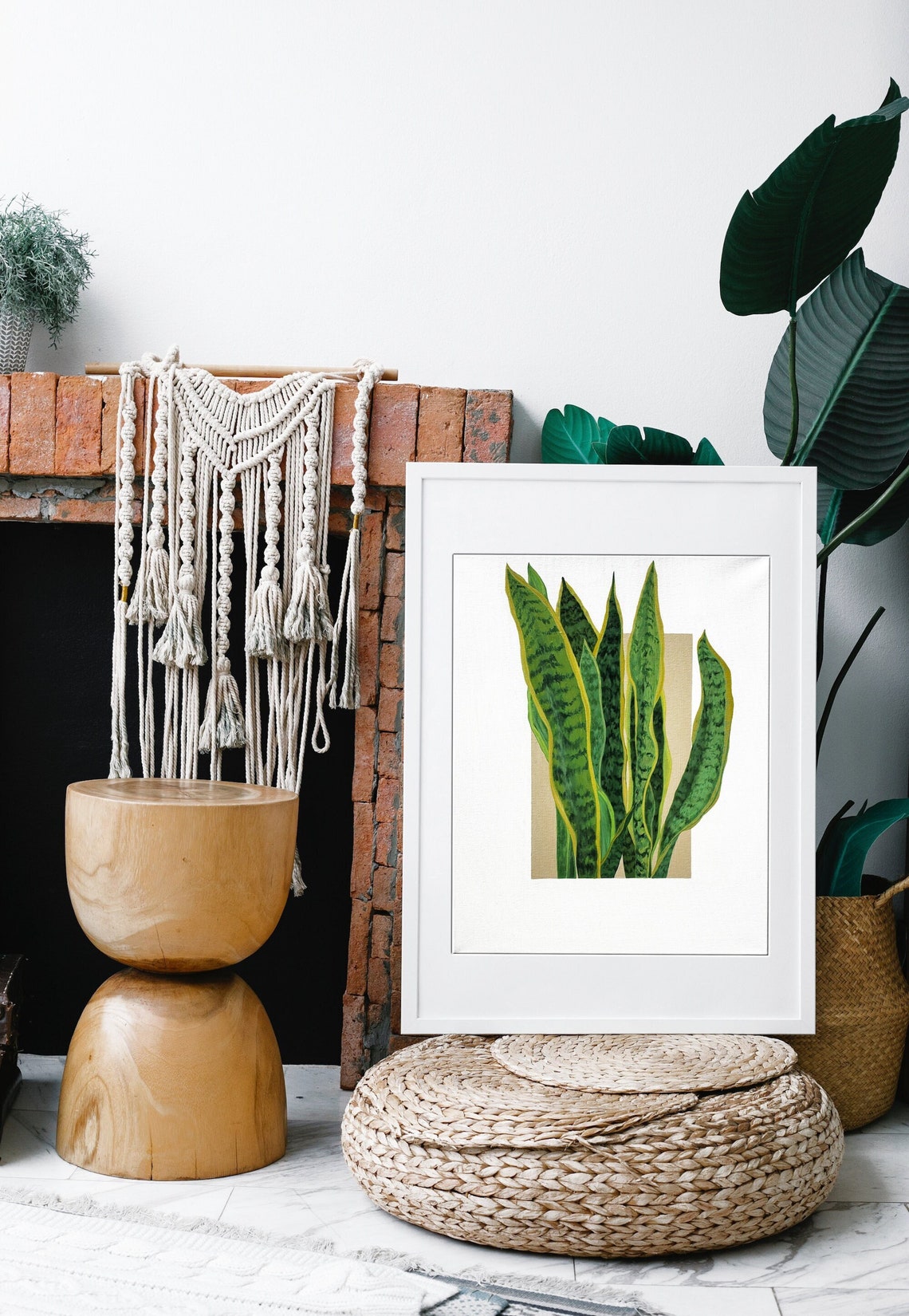 Snake Plant Painting, Houseplant Painting, Boho Wall Art, Original ...