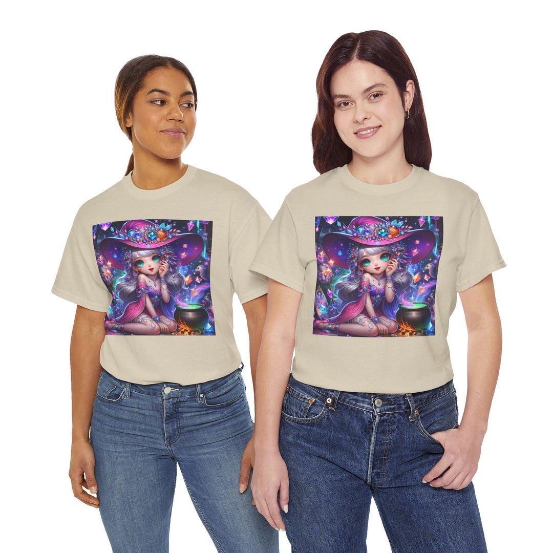 Whimsical Chibi Witch Tee, Magical Witch Shirt, Cute Witch T-shirt ...