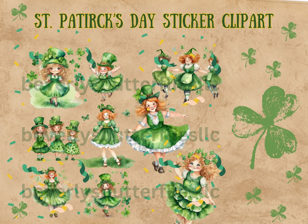 St. Patricks Day Clip Art Sticker Set, Clipart Set, St Patrick's Day ...