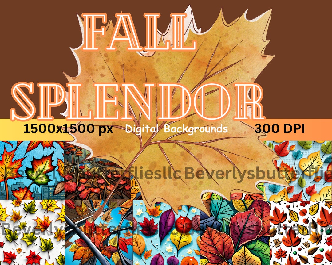 Fall Splendor Illustrated Backgrounds, Fall Digital Paper Fall Backdrop ...