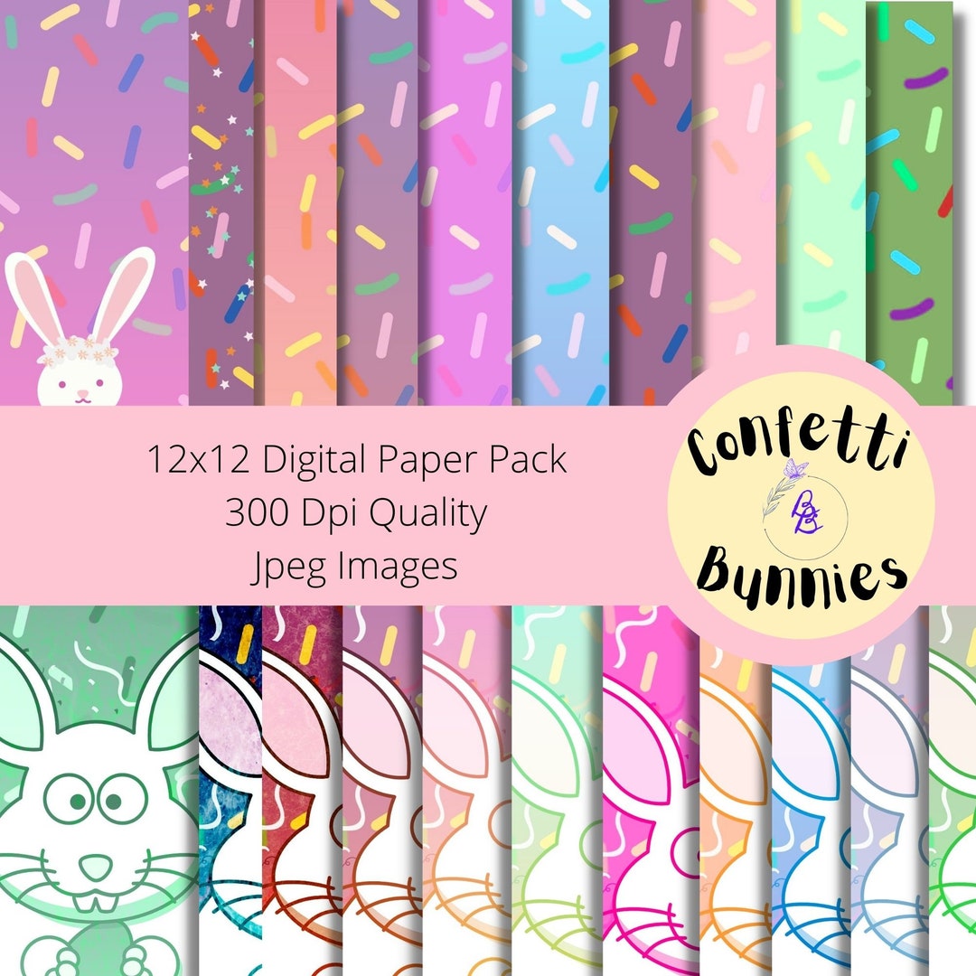 Printable Easter Bunny Paper Pack, 300 Dpi Quality, 20 Designs Variety ...