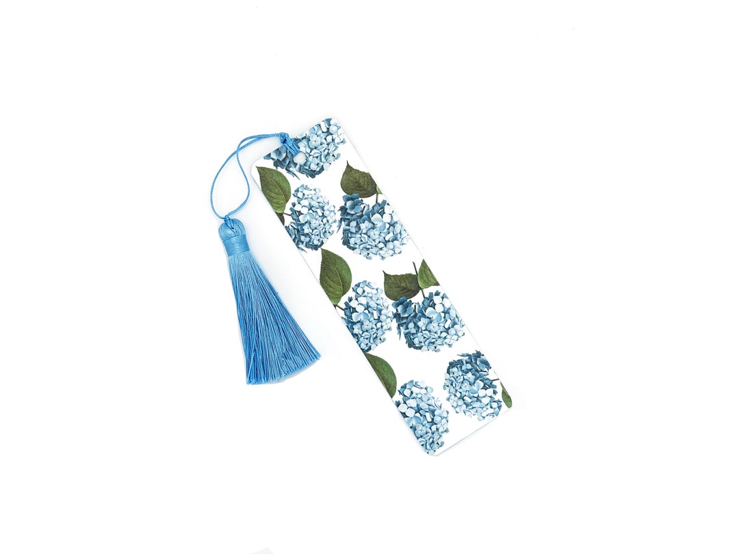 Blue Hydrangea Bookmark | Books Lover Gift | Bookmark Tassels ...