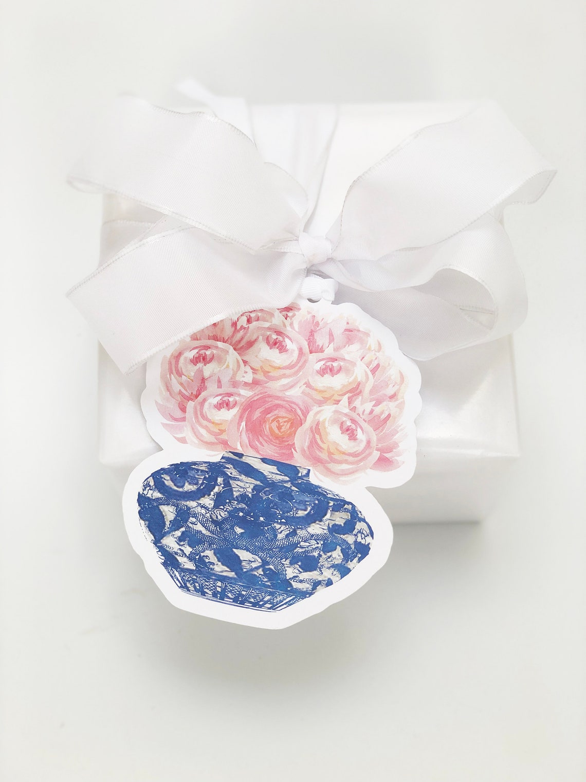 Pink Rose Gift Tags Chinoiserie Gift Tags Birthday Gift | Etsy