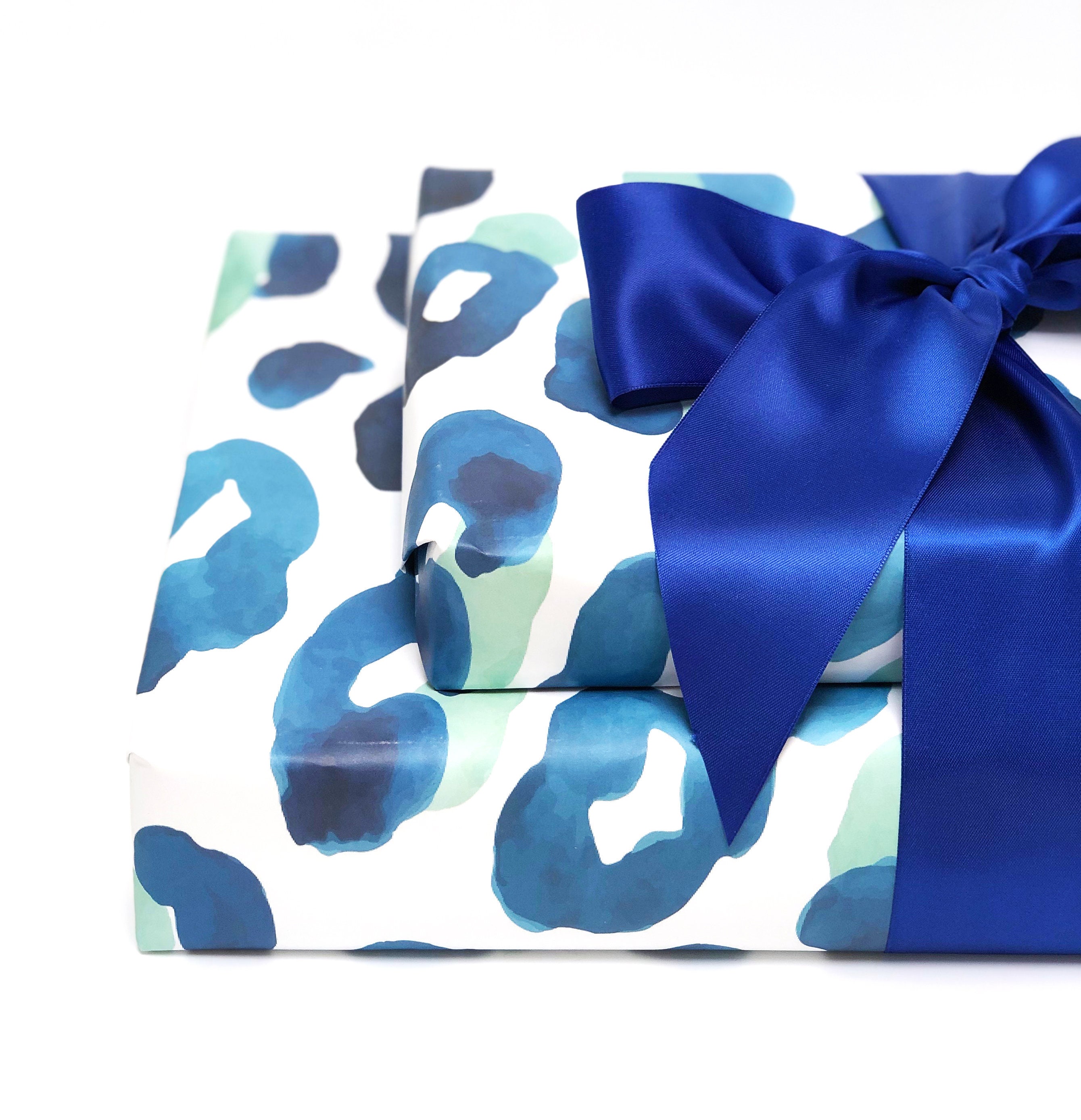 Blue Leopard Gift Wrap Chinoiserie Gift Wrap Leopard Print | Etsy