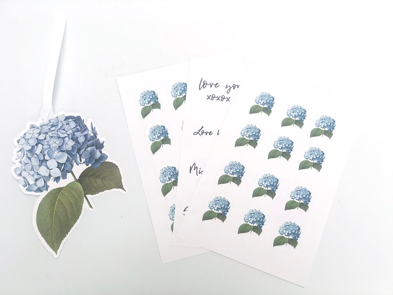 Blue Hydrangea Sticker Sheets Sticker Pack Cute Stickers | Etsy