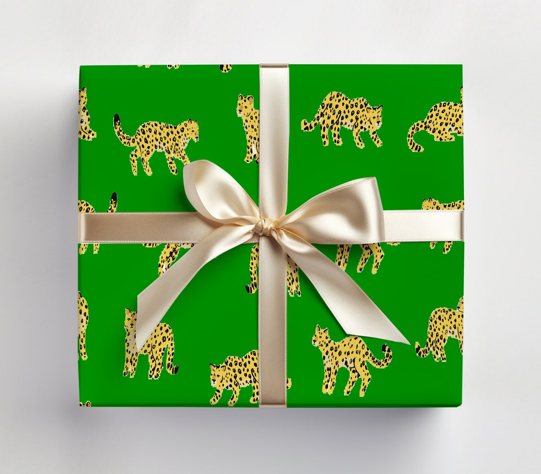 Green Leopard Gift Wrap, Pink Chinoiserie Gift Wrap, Leopard Print ...