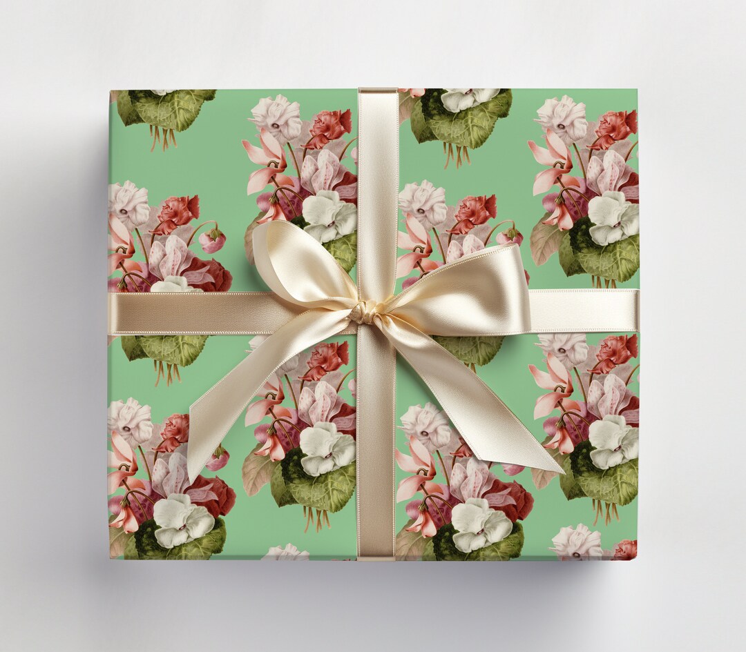 Green Floral Gift Wrap | Wrapping Paper | Birthday Gift | Mothers Day ...