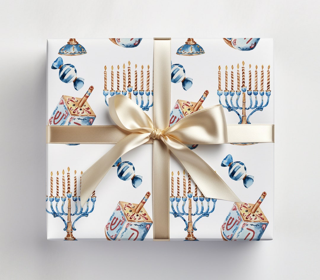 Blue and White Hanukkah Gift Wrap, Wrapping Paper, Chanukah Gift ...