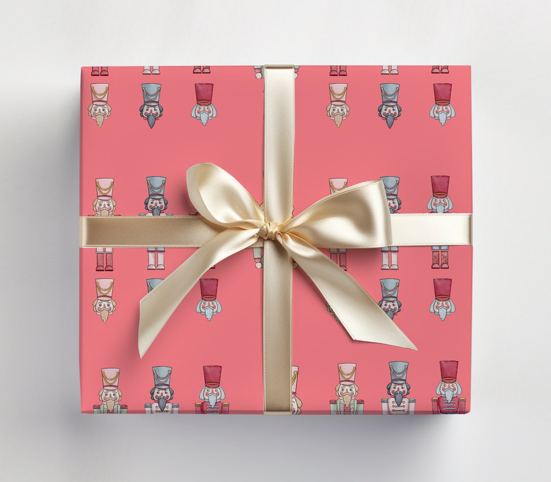 Dark Pink Nutcracker Wrapping Paper | Wrapping Paper Christmas - Etsy