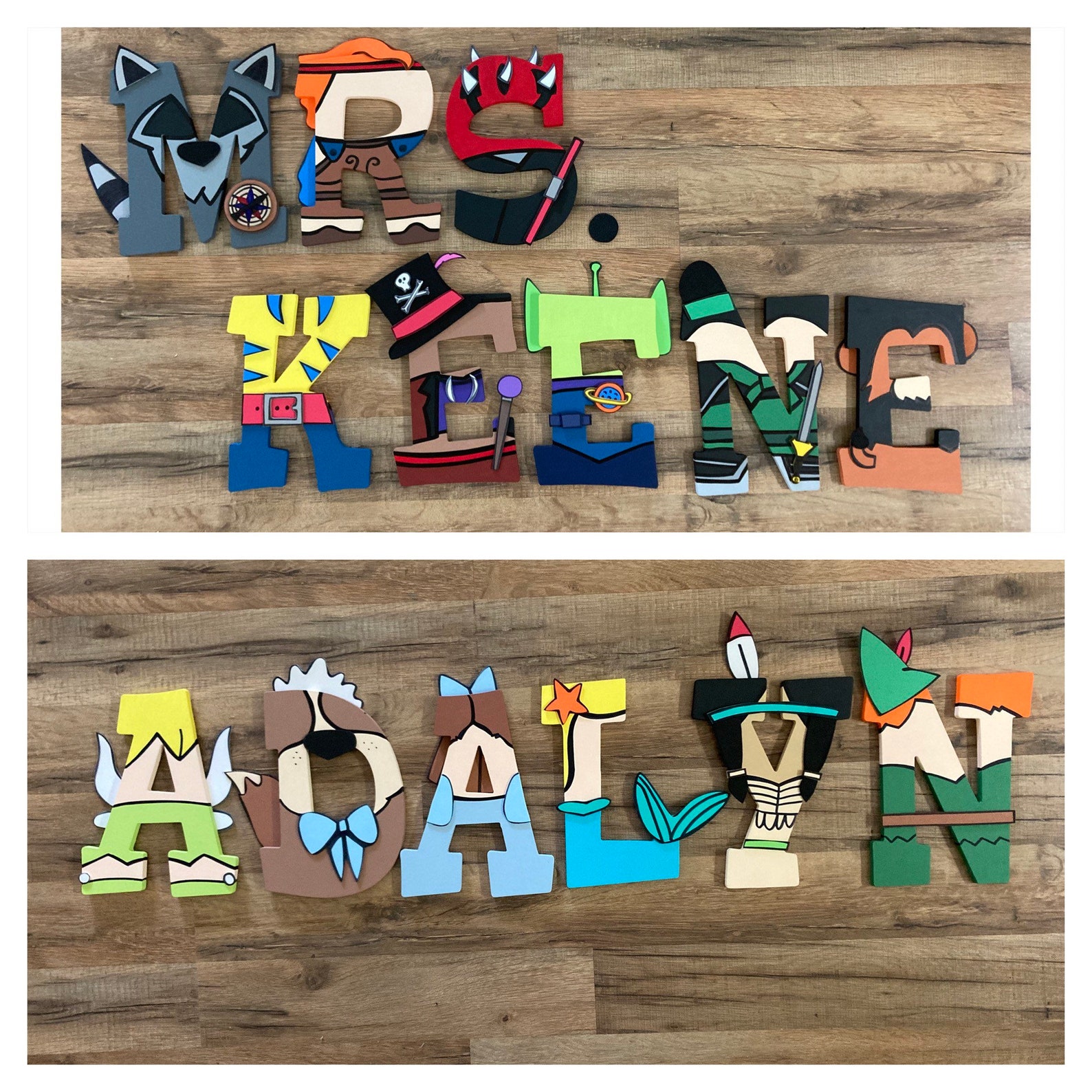 Character Inspired Handmade Wood Letters - Etsy