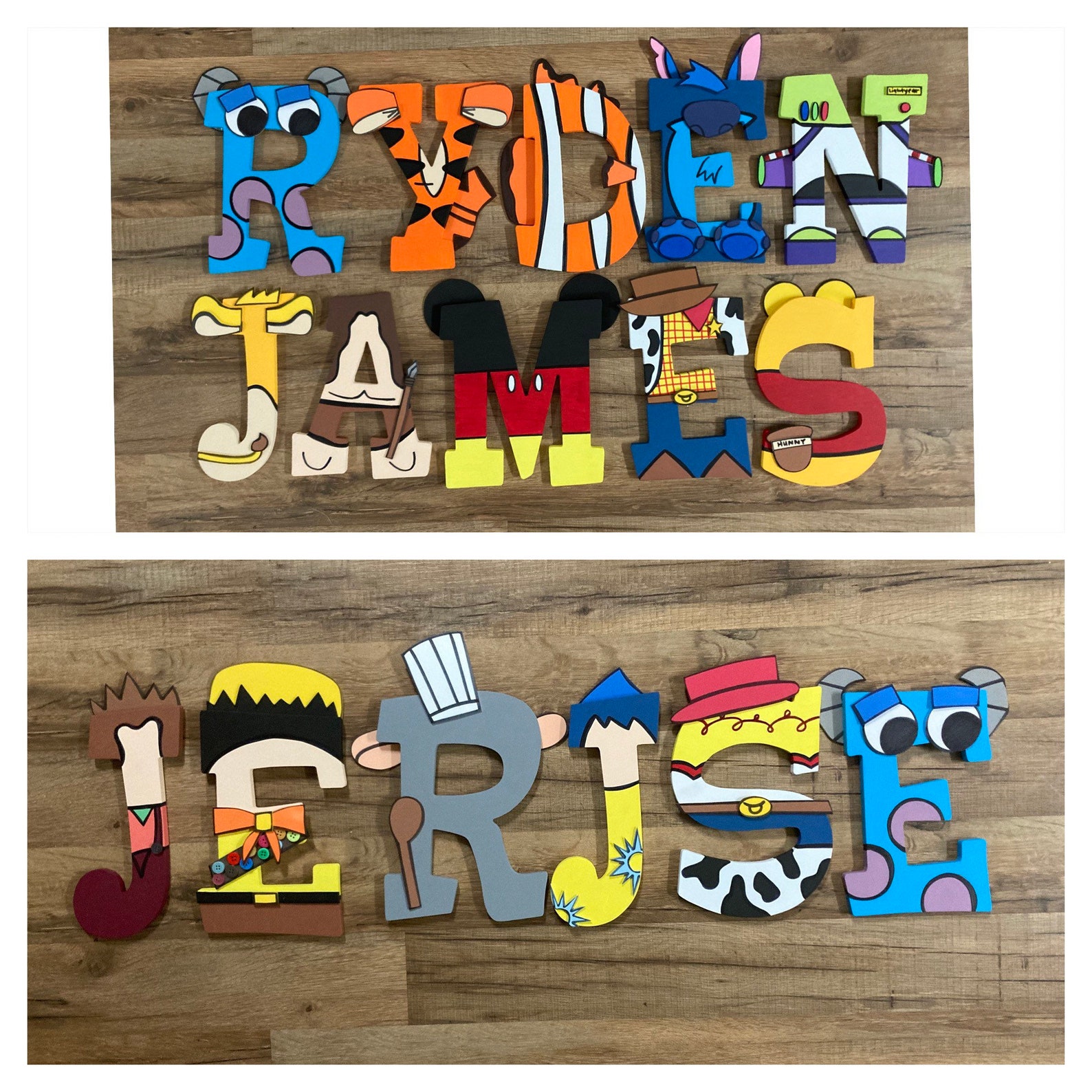 Character Inspired Handmade Wood Letters - Etsy