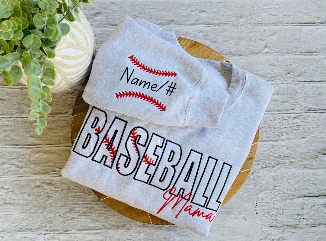 Baseball Mama Sweatshirt | Embroidered Mom Sweatshirt | Baseball Mom Shirt | Personalized ...