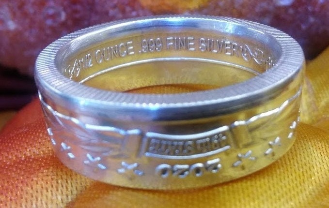 Silver Coin Ring Alaska handmade from 1/2 oz. .999 | Etsy