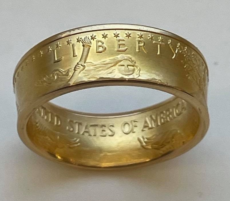 Gold Coin Ring from 22K. 1/2 oz. gold eagle 25 dollar gold | Etsy